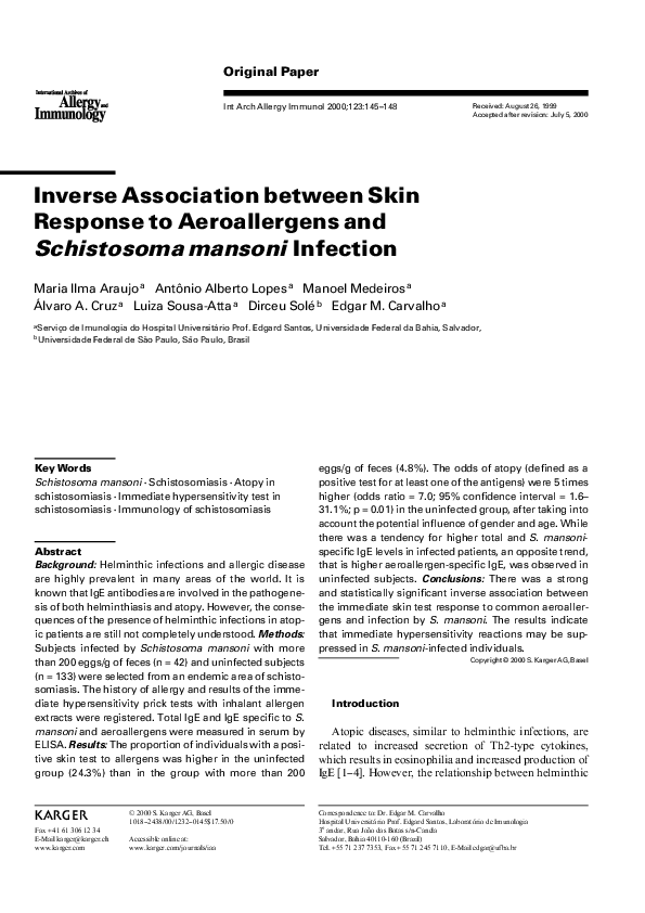 (PDF) Inverse Association between Skin Response to Aeroallergens and ...