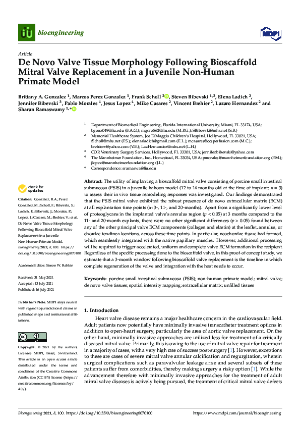 (PDF) De Novo Valve Tissue Morphology Following Bioscaffold Mitral ...