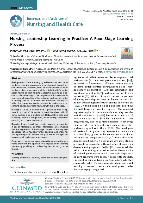 (PDF) Nursing Leadership Learning in Practice: A Four Stage Learning ...