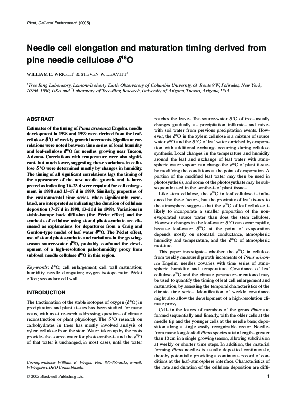 (PDF) Needle cell elongation and maturation timing derived from pine ...