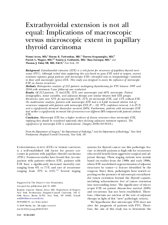 (PDF) Extrathyroidal extension is not all equal: Implications of ...