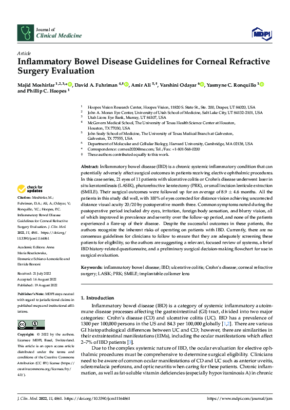 (PDF) Inflammatory Bowel Disease Guidelines for Corneal Refractive ...