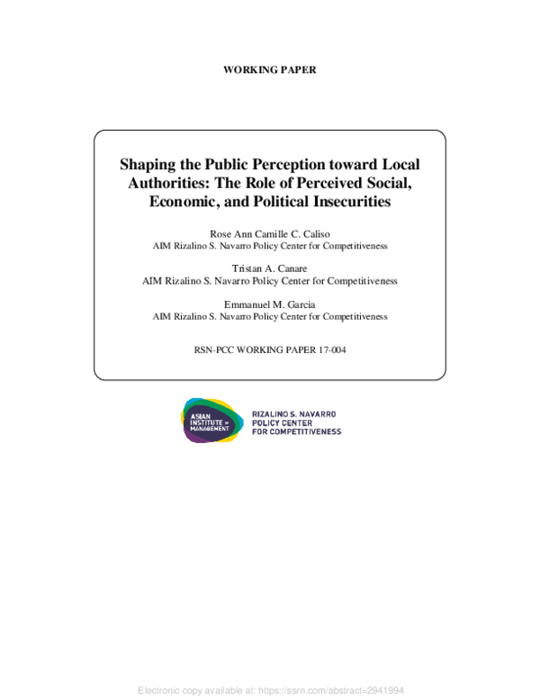 (PDF) Shaping the Public Perception Toward Local Authorities: The Role ...