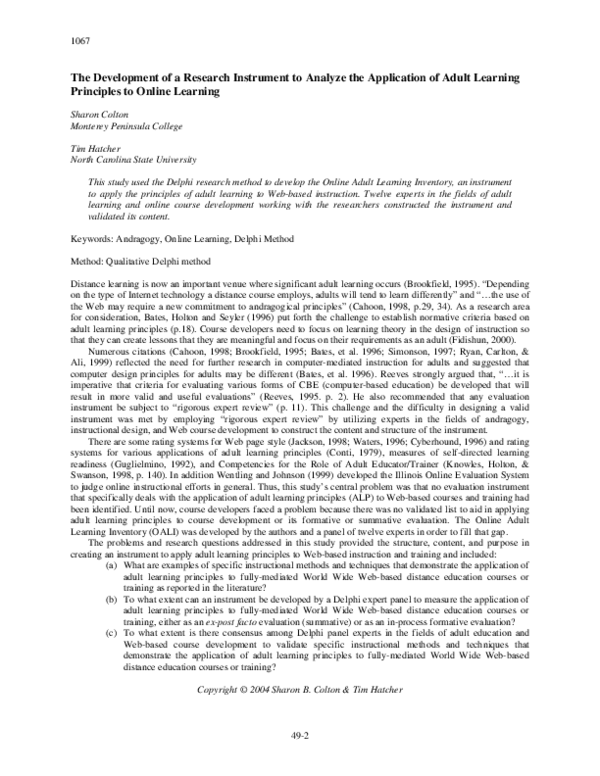 (PDF) The Development of a Research Instrument to Analyze the ...