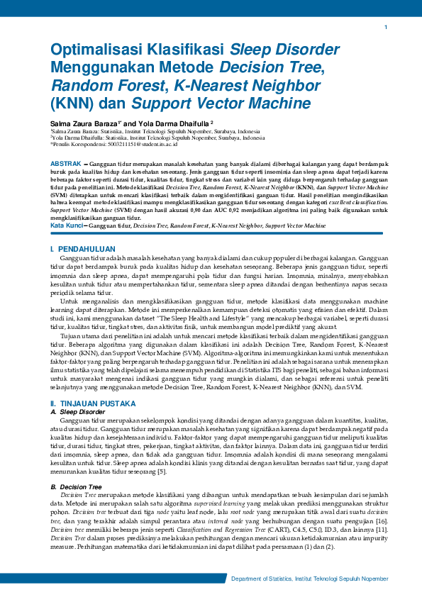 (PDF) Optimalisasi Klasifikasi Sleep Disorder Menggunakan Metode Decision Tree, Random Forest, K ...