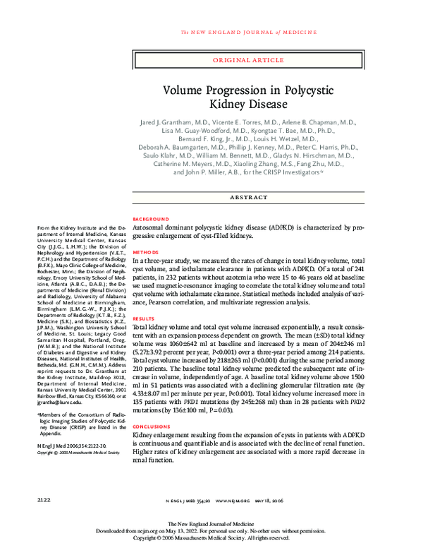 (PDF) Volume Progression in Polycystic Kidney Disease