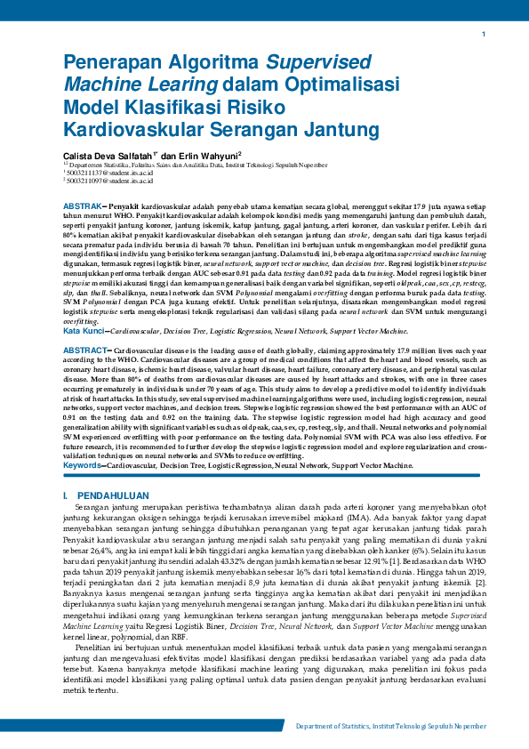 (PDF) Kelompok 2 Final Project Heart Attack Erlin Wahyuni (097) dan Calista Deva Salfatah (137 ...