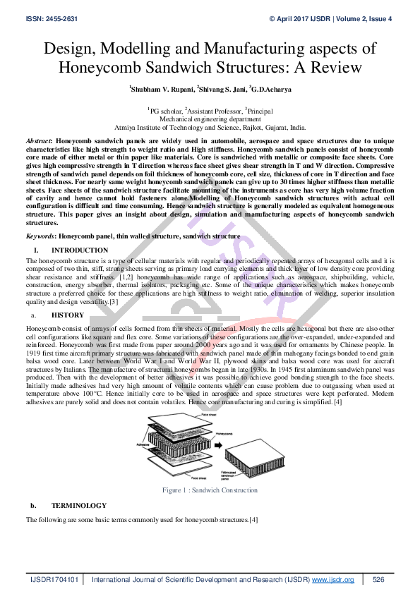 (PDF) Design, Modelling and Manufacturing aspects of Honeycomb Sandwich Structures: A Review