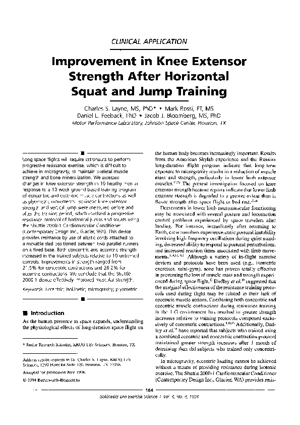 (PDF) Improvement in Knee Extensor Strength After Horizontal Squat and ...