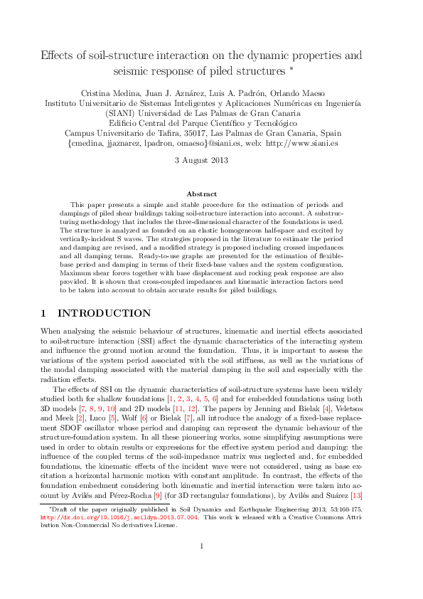 (PDF) Effects of soil–structure interaction on the dynamic properties and seismic response of ...