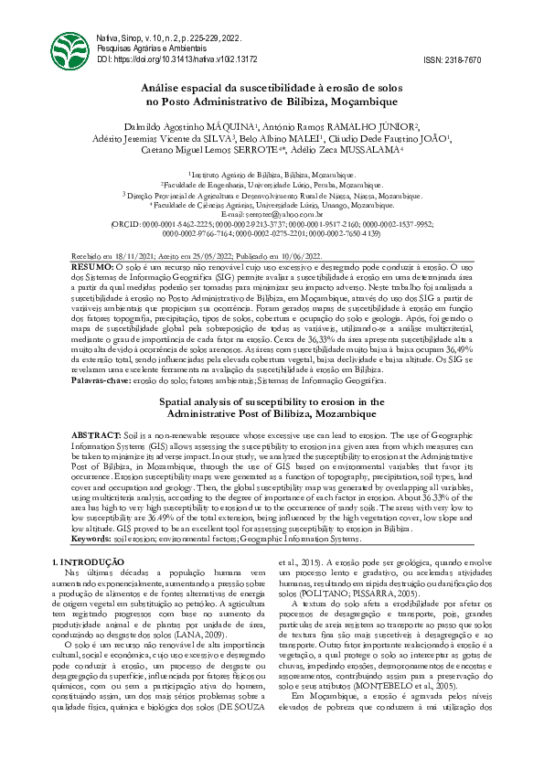 (PDF) Análise Espacial Da Suscetibilidade À Erosão De Solos No Posto ...