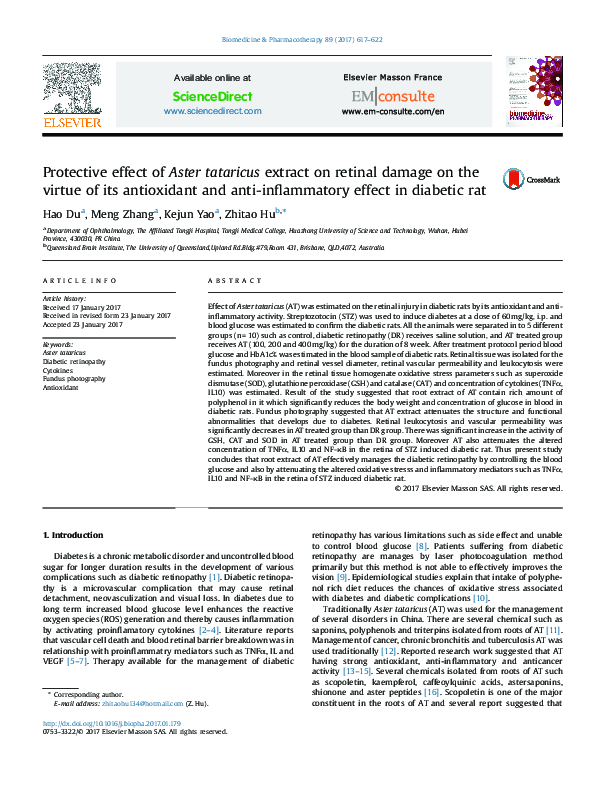 (PDF) Protective effect of Aster tataricus extract on retinal damage on ...