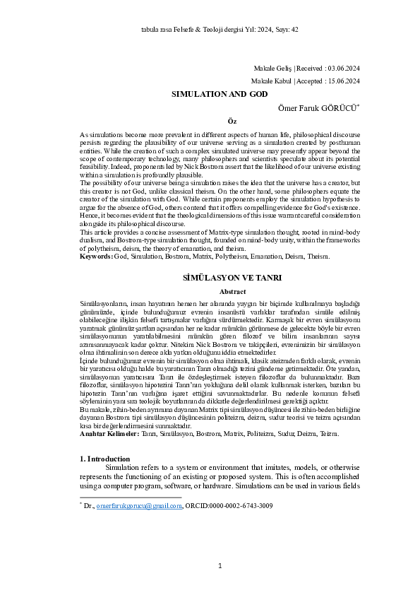 (PDF) Simulation and God