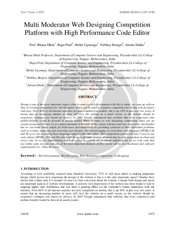 (PDF) Multi Moderator Web Designing Competition Platform with High Performance Code Editor ...