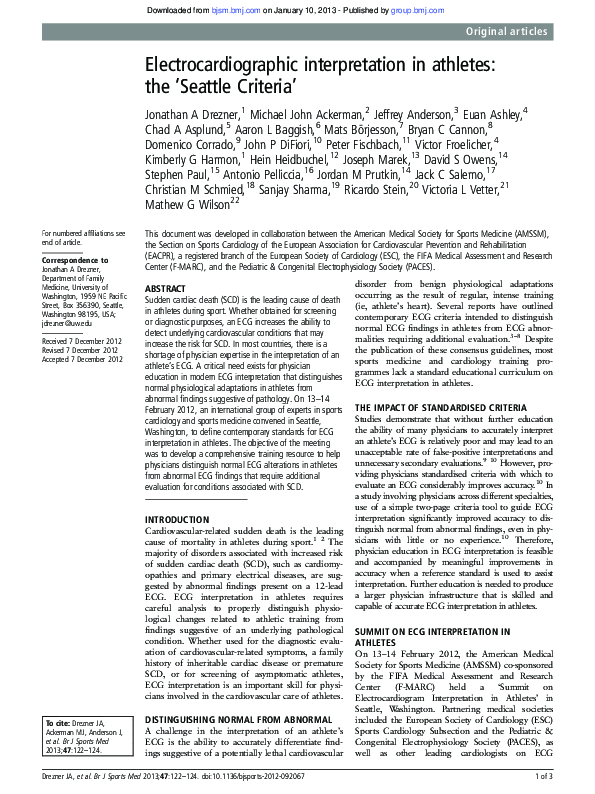 (PDF) Electrocardiographic interpretation in athletes: the ‘Seattle ...