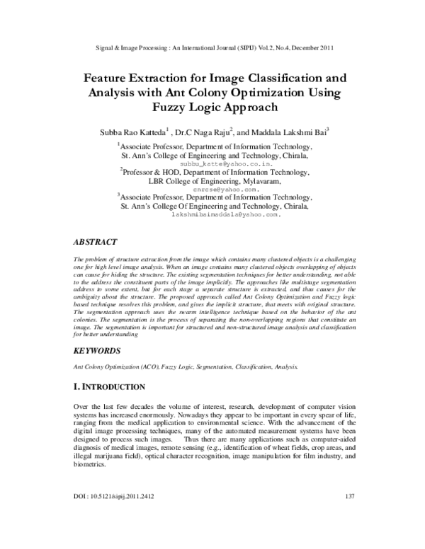 (PDF) Feature Extraction for Image Classification and Analysis with Ant Colony Optimization ...