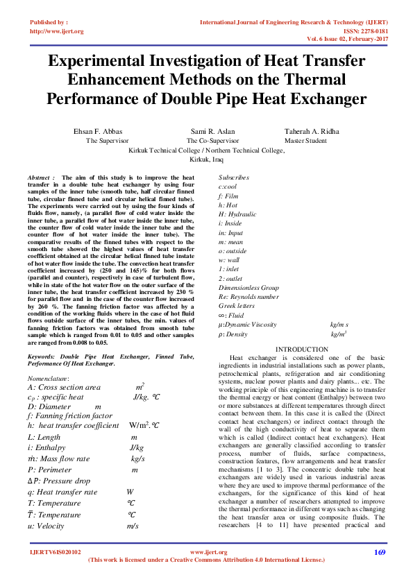 (PDF) Experimental Investigation of Heat Transfer Enhancement Methods ...