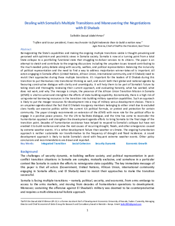 (PDF) Dealing with Multiple Transitions in Somalia (PDF) Dealing with Multiple Transitions in Somalia