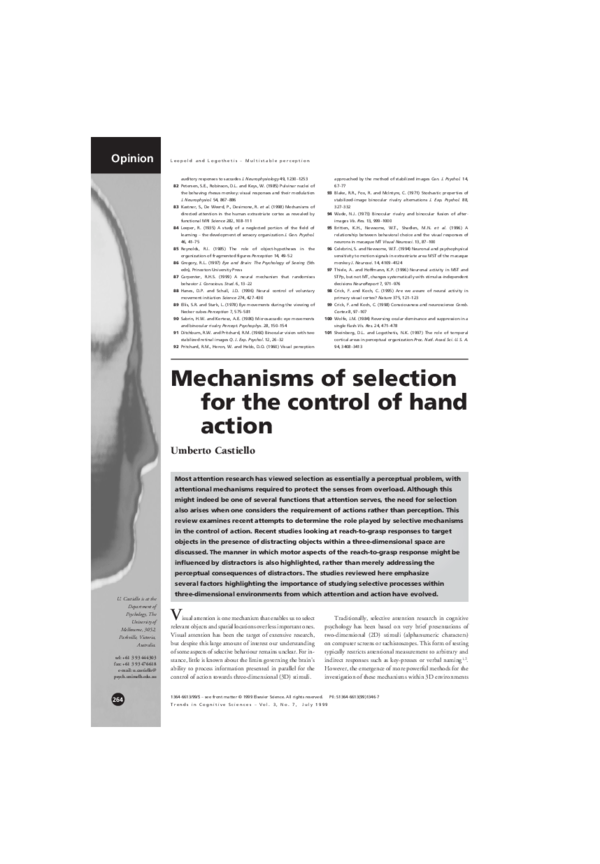 (PDF) Mechanisms of selection for the control of hand action