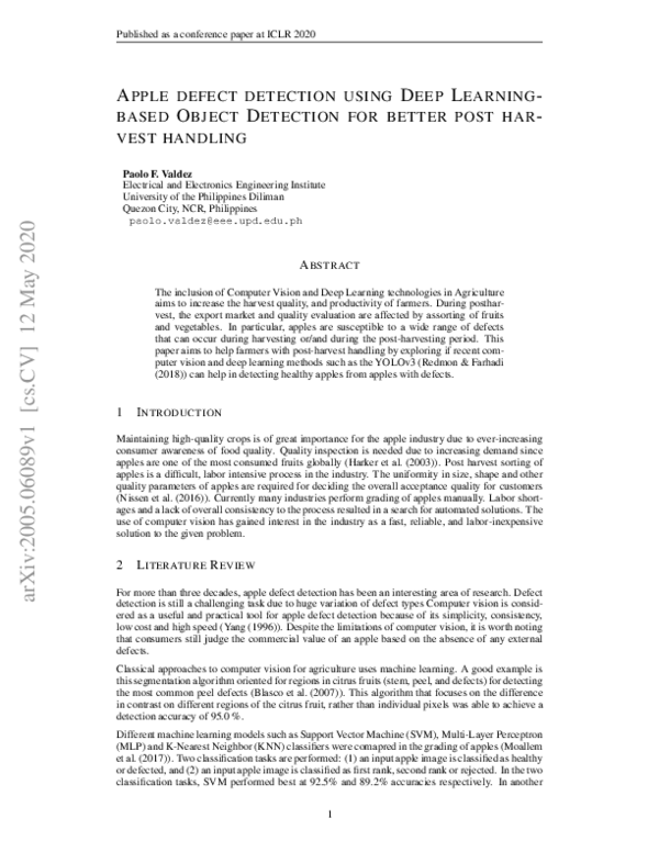 Pdf Apple Defect Detection Using Deep Learning Based Object Detection