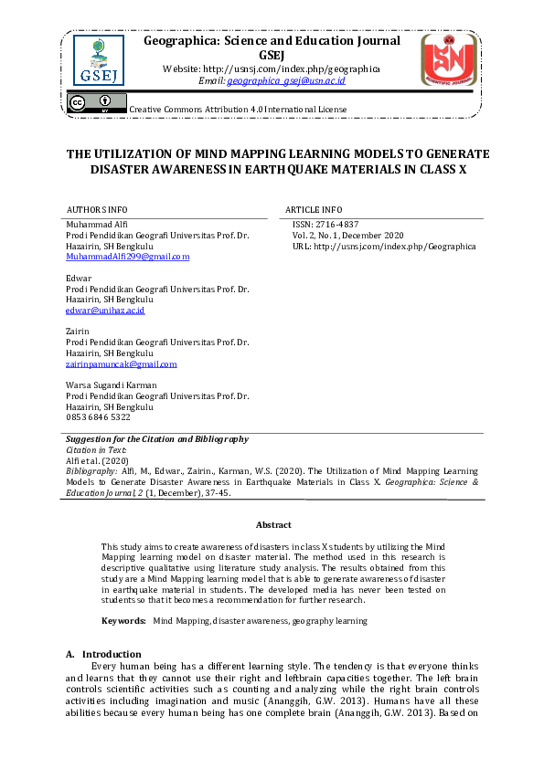 (PDF) The Utilization of Mind Mapping Learning Models to Generate ...