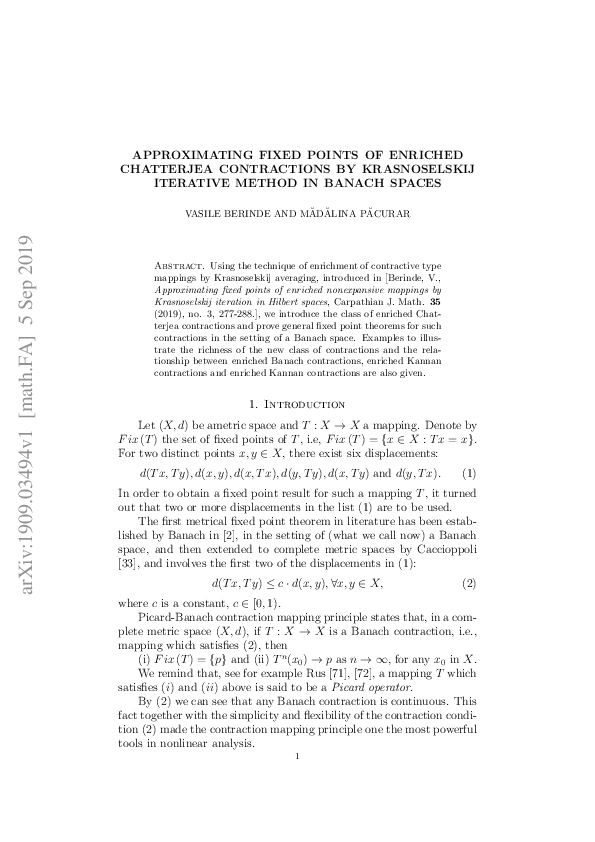 Approximating fixed points of enriched Chatterjea contractions by Krasnoselskij iterative method ...