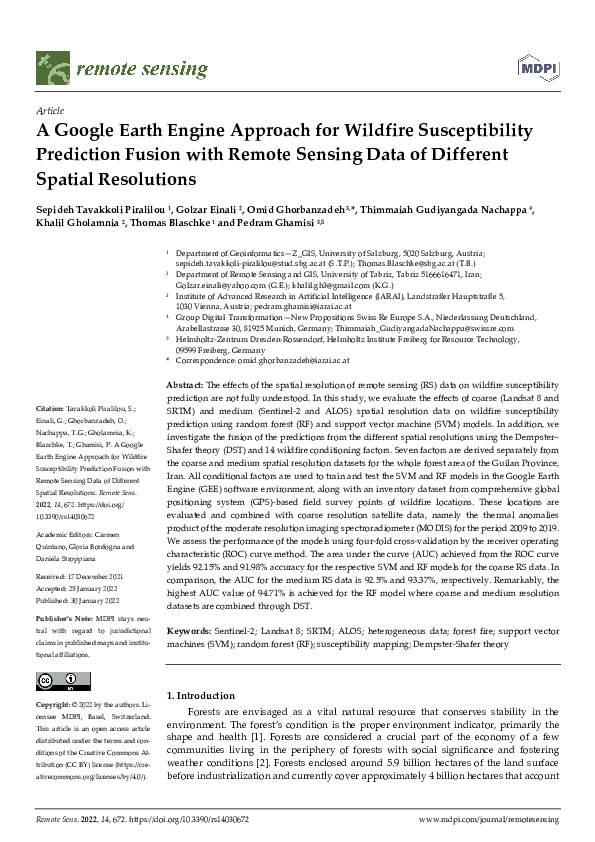 (PDF) A Google Earth Engine Approach for Wildfire Susceptibility ...
