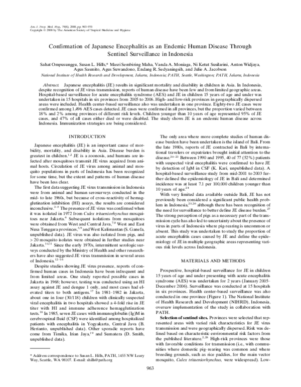 (PDF) Confirmation of Japanese Encephalitis as an Endemic Human Disease ...