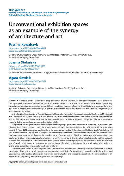 (PDF) Unconventional exhibition spaces as an example of the synergy of ...