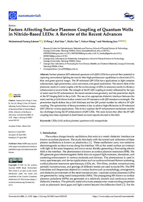 (PDF) Factors Affecting Surface Plasmon Coupling of Quantum Wells in ...