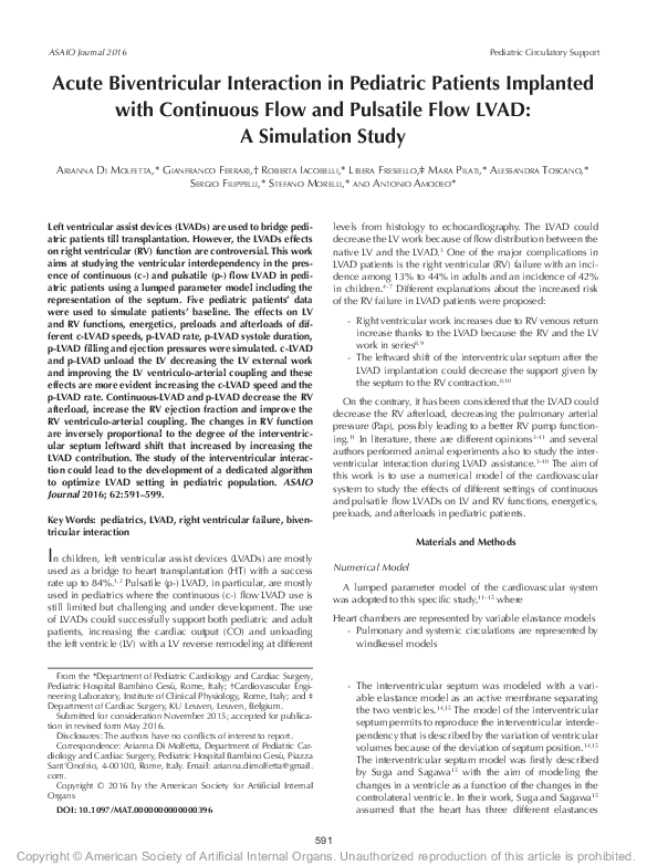 (PDF) Acute Biventricular Interaction in Pediatric Patients Implanted ...