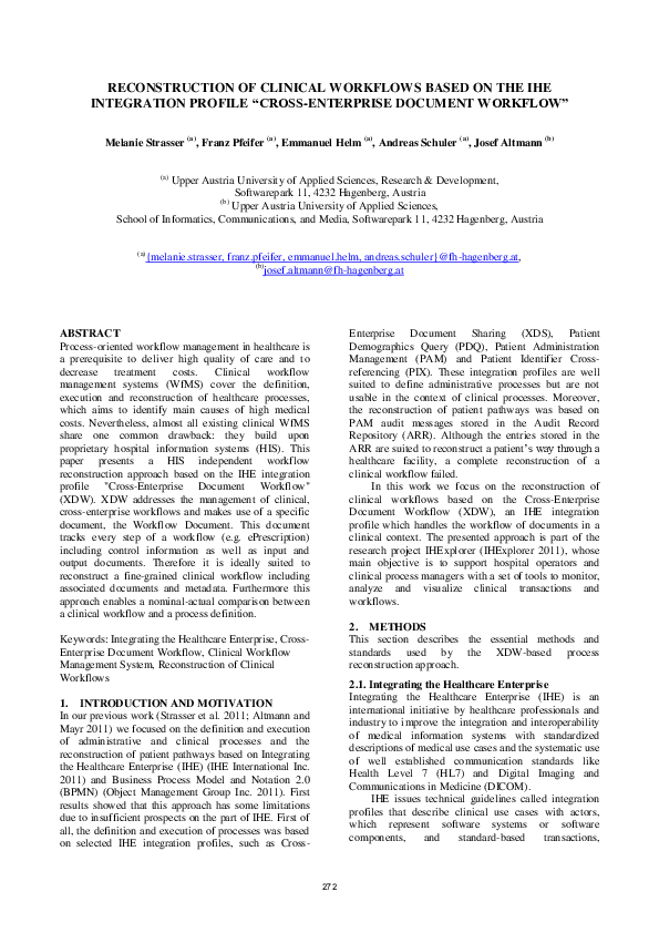 (PDF) Reconstruction of clinical workflows based on the IHE integration ...