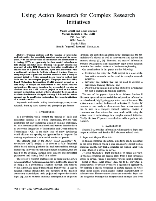 (PDF) Using action research for complex research initiatives