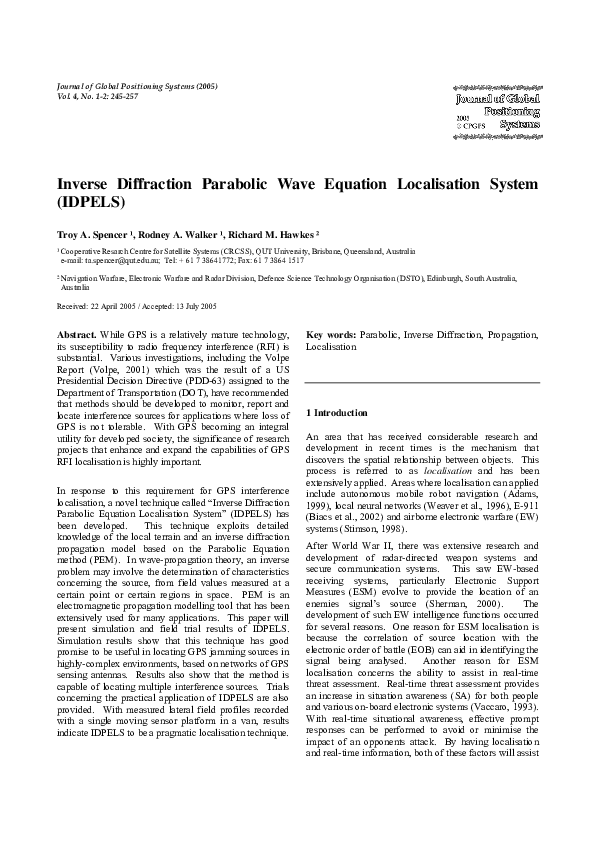 Pdf Inverse Diffraction Parabolic Wave Equation Localisation System Idpels