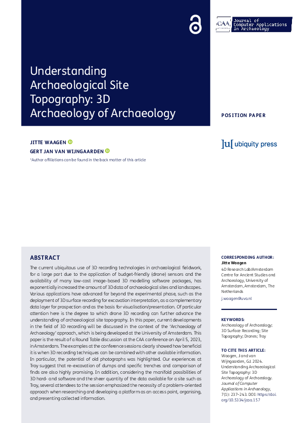 (PDF) Understanding Archaeological Site Topography: 3D Archaeology of ...