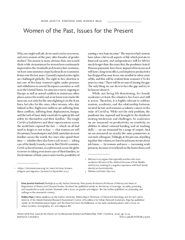 (PDF) Women of the Past, Issues for the Present