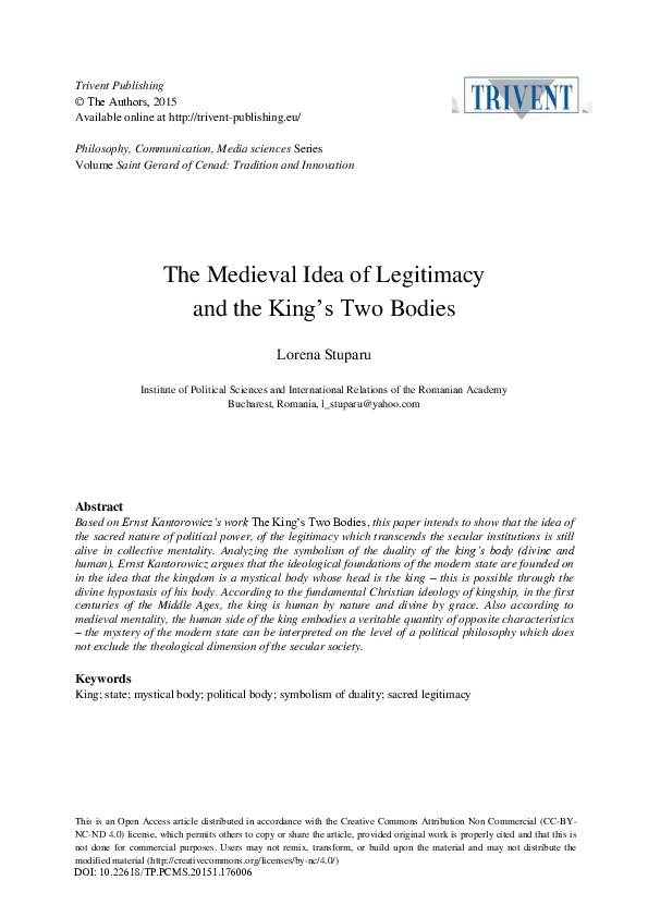 (PDF) The Medieval Idea of Legitimacy and the King’s Two Bodies