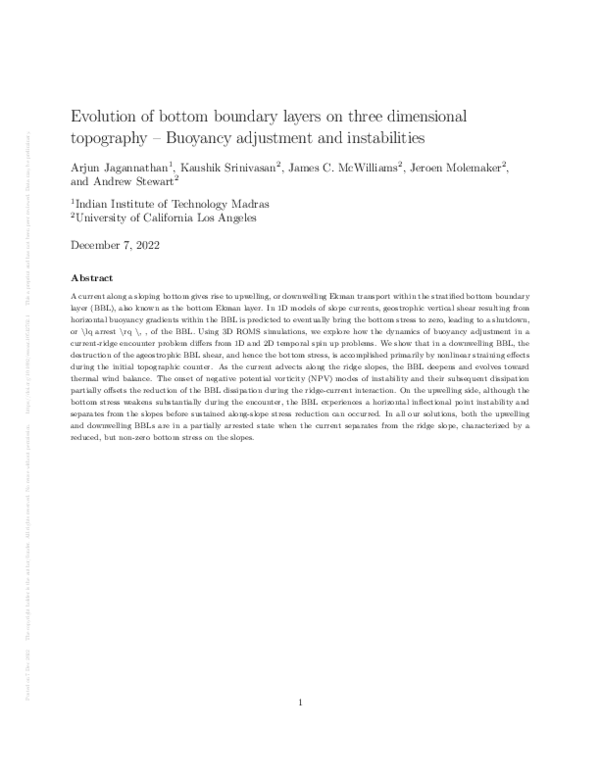 (PDF) Evolution of bottom boundary layers on three dimensional ...