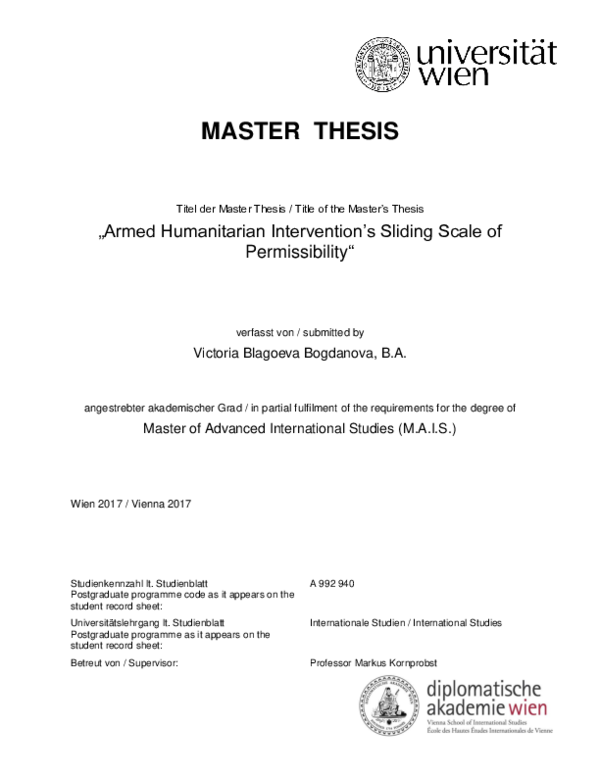 (PDF) Armed humanitarian intervention's sliding scale of permissibility