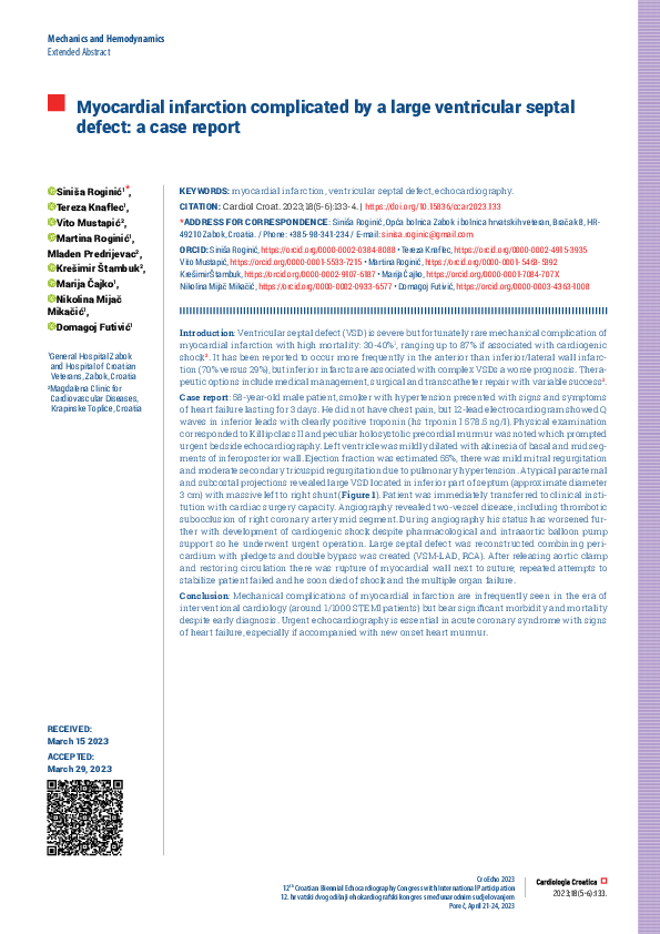 (PDF) Myocardial infarction complicated by a large ventricular septal ...