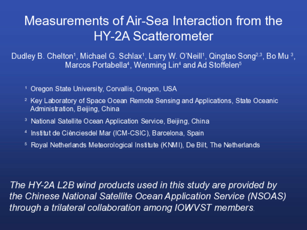 (PDF) Measurements of Air-Sea Interaction from the HY-2A Scatterometer
