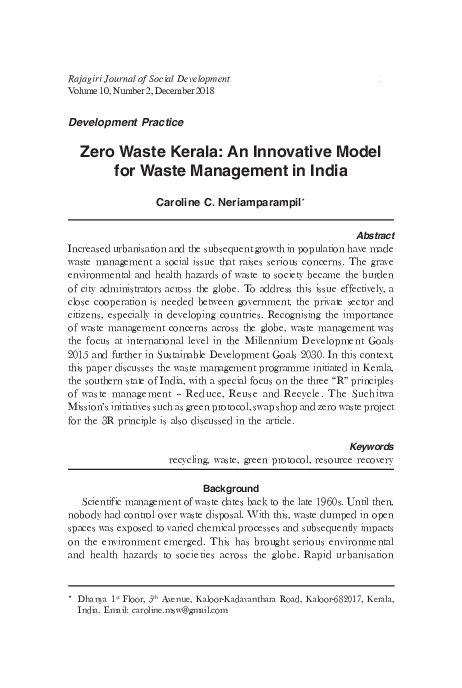 (PDF) Zero Waste Kerala: An Innovative Model for Waste Management in India