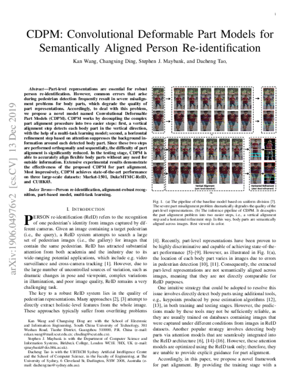 (PDF) CDPM: Convolutional Deformable Part Models for Person Re-identification