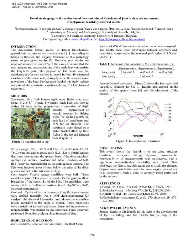 (PDF) Development and use of the strain gauge for study the constraint of tibio-femoral joint in ...