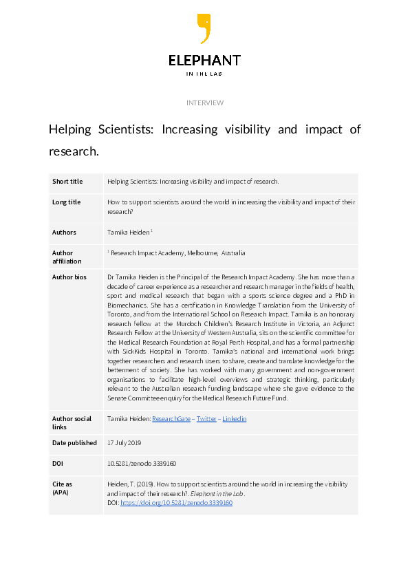 (PDF) How to support scientists around the world in increasing the ...