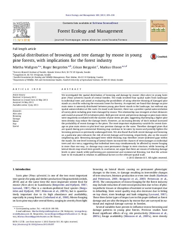 (PDF) Spatial distribution of browsing and tree damage by moose in ...