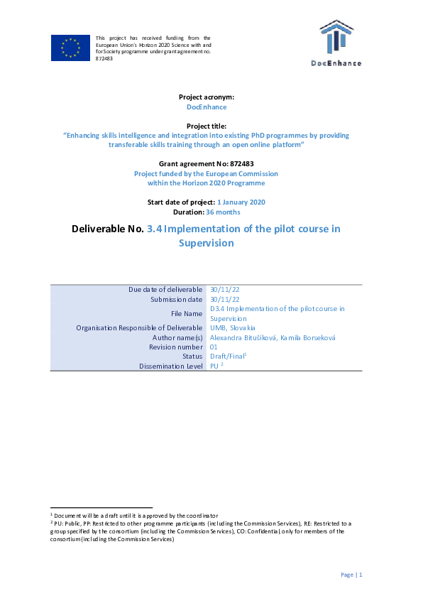 (PDF) Pilot Course Implementation in Supervision