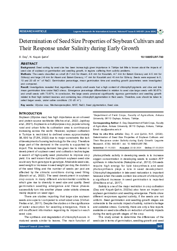 (PDF) Determination of Seed Size Properties of Soybean Cultivars and ...