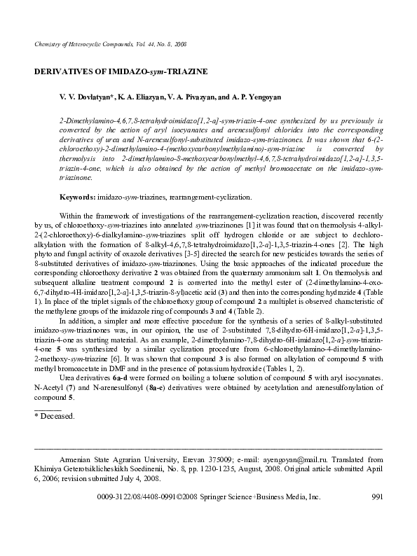 Derivatives of imidazo-sym-triazine