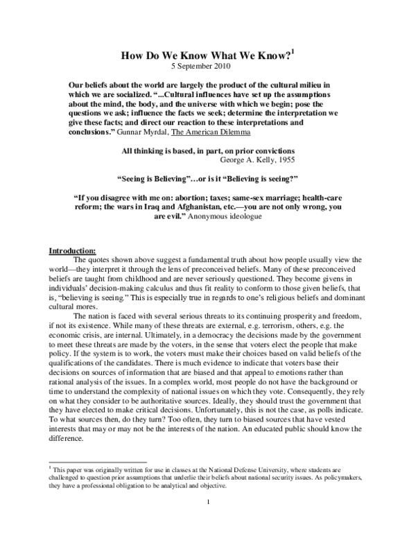 (PDF) How do we know what we know
